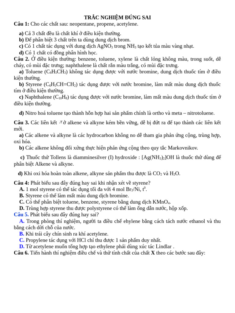 Trắc Nghiệm Đúng Sai Ôn Gk II | PDF