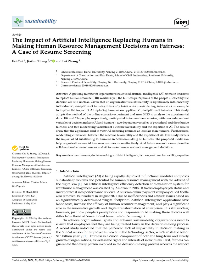 The Impact of Artificial Intelligence Replacing Humans in Making Human ...