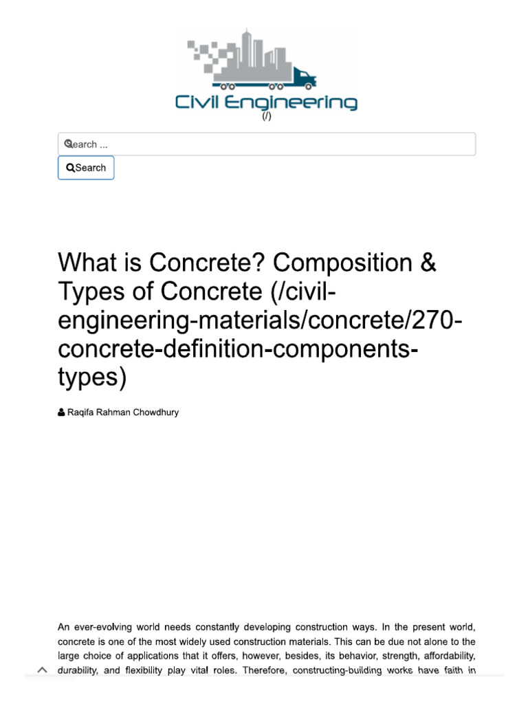 What Is Concrete & Composition & Types of Concrete | PDF