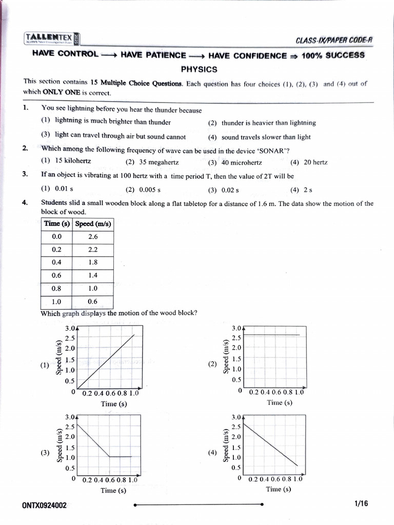 Tallentex Paper 2025 (Class 9) | PDF