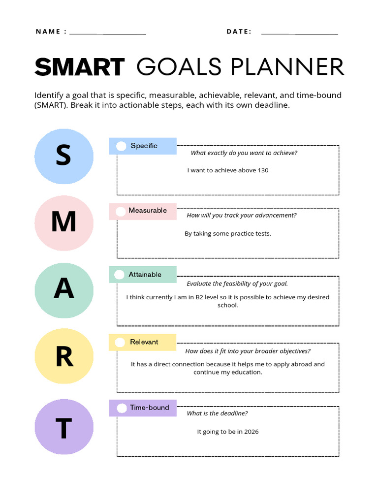 Smart Goals Planner Document Colorful in Modern Simple Style (2) | PDF