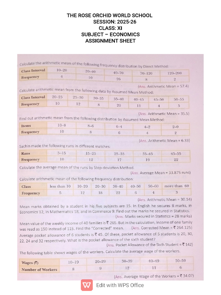 XI Eco Winter Assignment Sheet | PDF