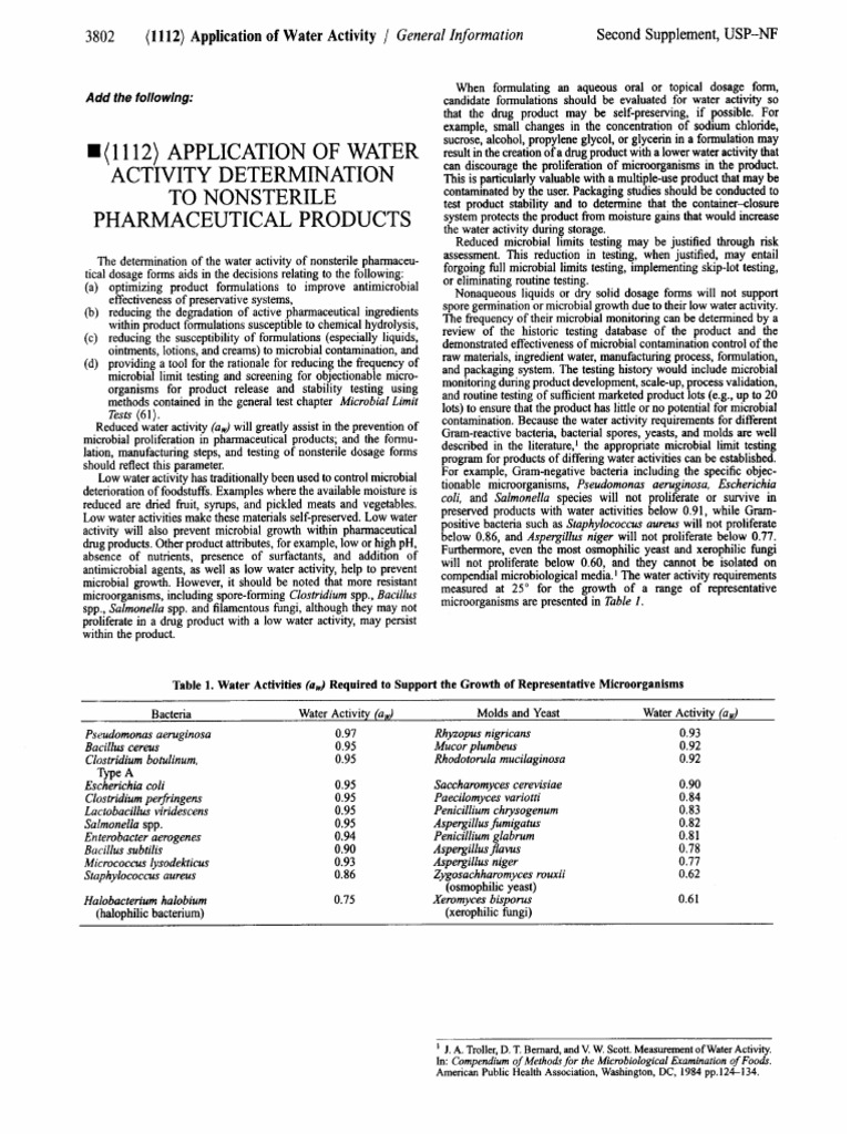 USP Method 1112 - Official | PDF