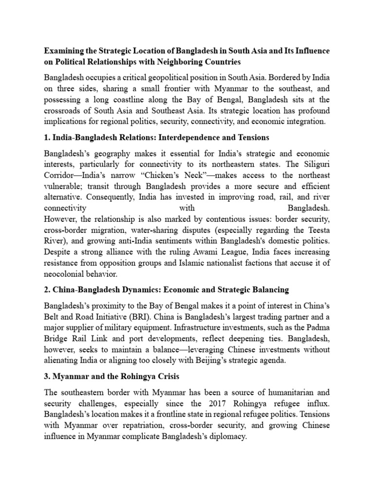5. Examining the Strategic Location of Bangladesh in South Asia and Its ...