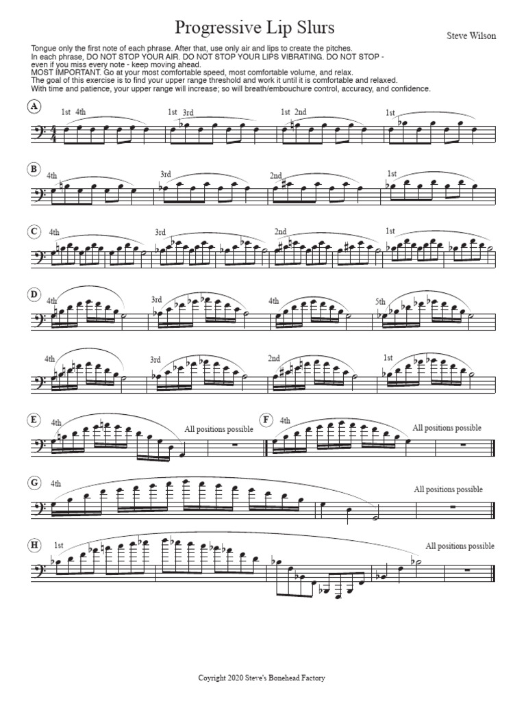 Exercices de Lip Slurs Progressifs | PDF