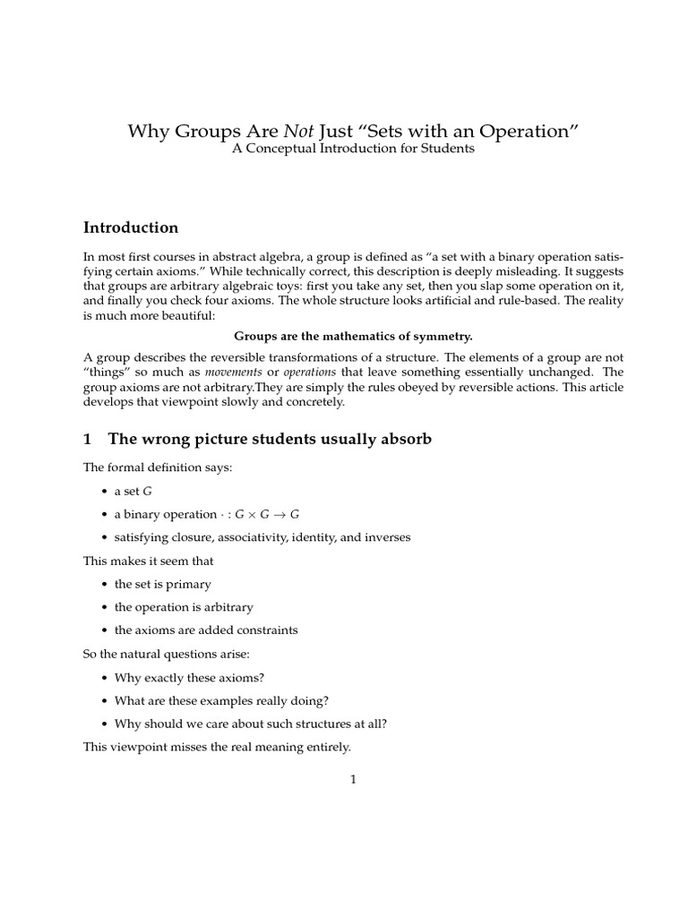 Understanding Groups as Symmetry Structures | PDF | Group (Mathematics ...