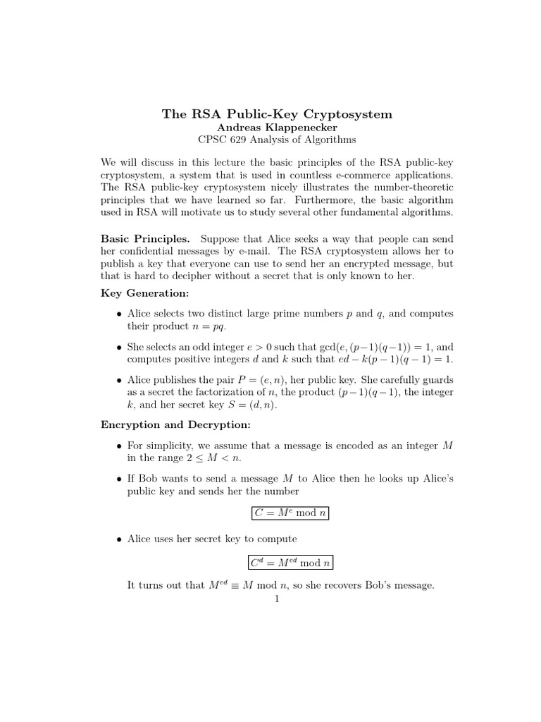 Rsa | PDF | Public Key Cryptography | Mathematics
