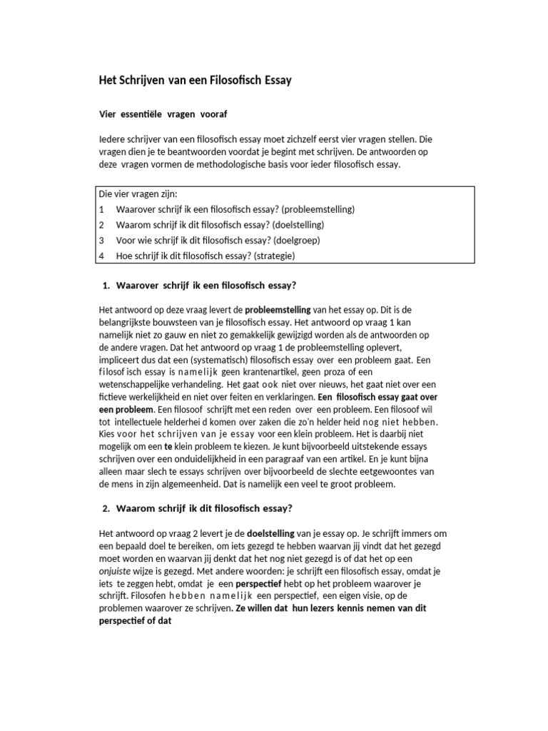 Het Schrijven Van Een Filosofisch Essay - Instructie - Kopie | PDF