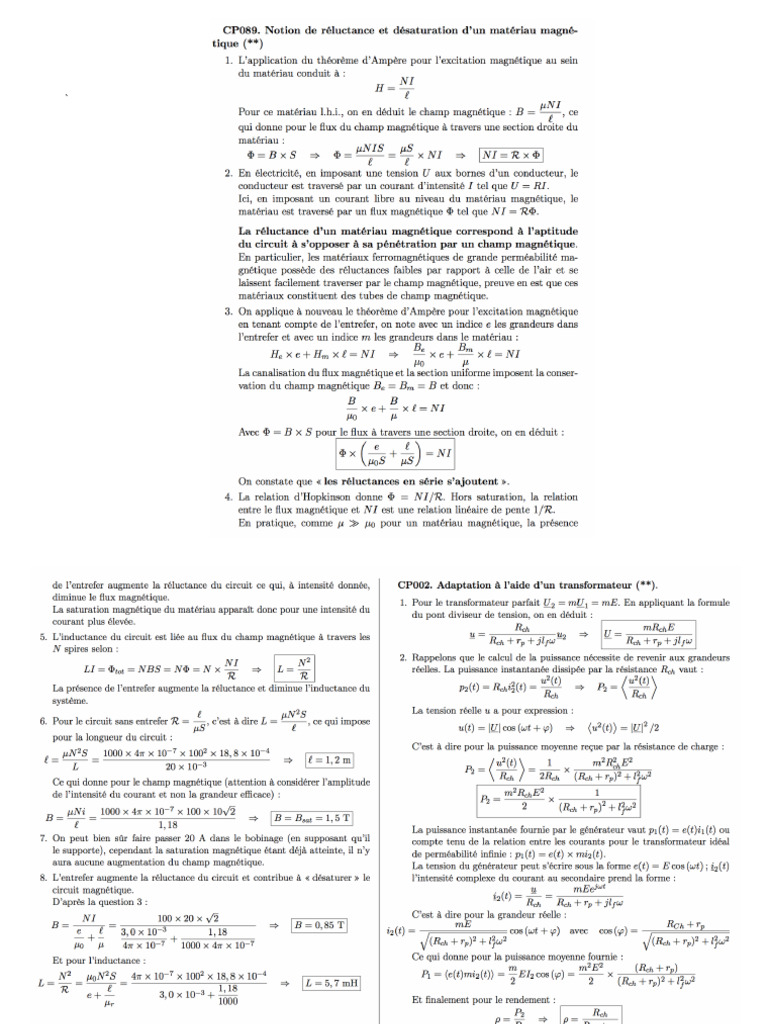 Correction TD Milieux Ferro Et Transfo | PDF