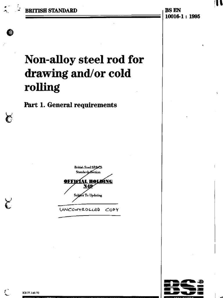 BS EN 10016-1-1995 Scan | PDF | Heat Treating | Steel