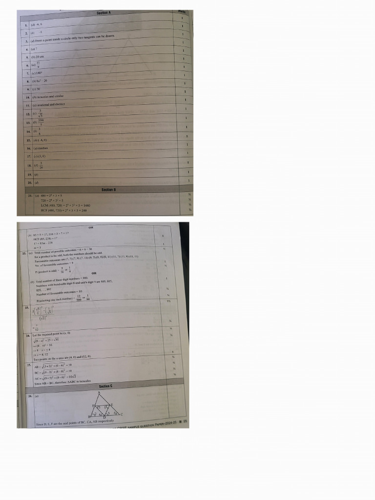 Math Sample Paper2 Answer Key_260106_175411 | PDF