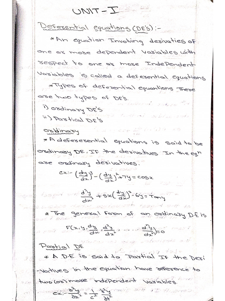 Differential Equations & Vector Calculus (M2) - Unit 1 | PDF