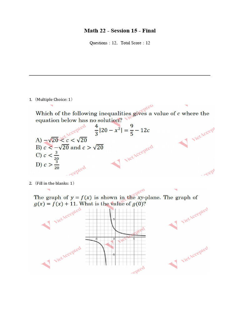 Math 22 - Session 15 - Final | PDF