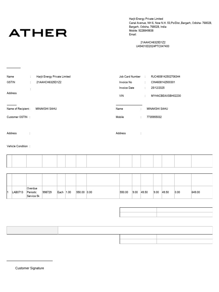 Ather_Invoice_30-12-2025 | PDF | Taxation | Government Finances