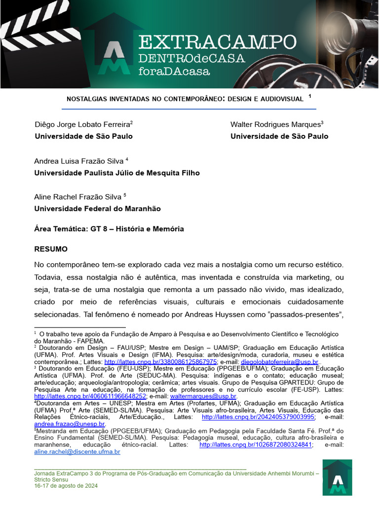 Nostalgias Inventadas No Contemporâneo - Design e Audiovisual | PDF ...