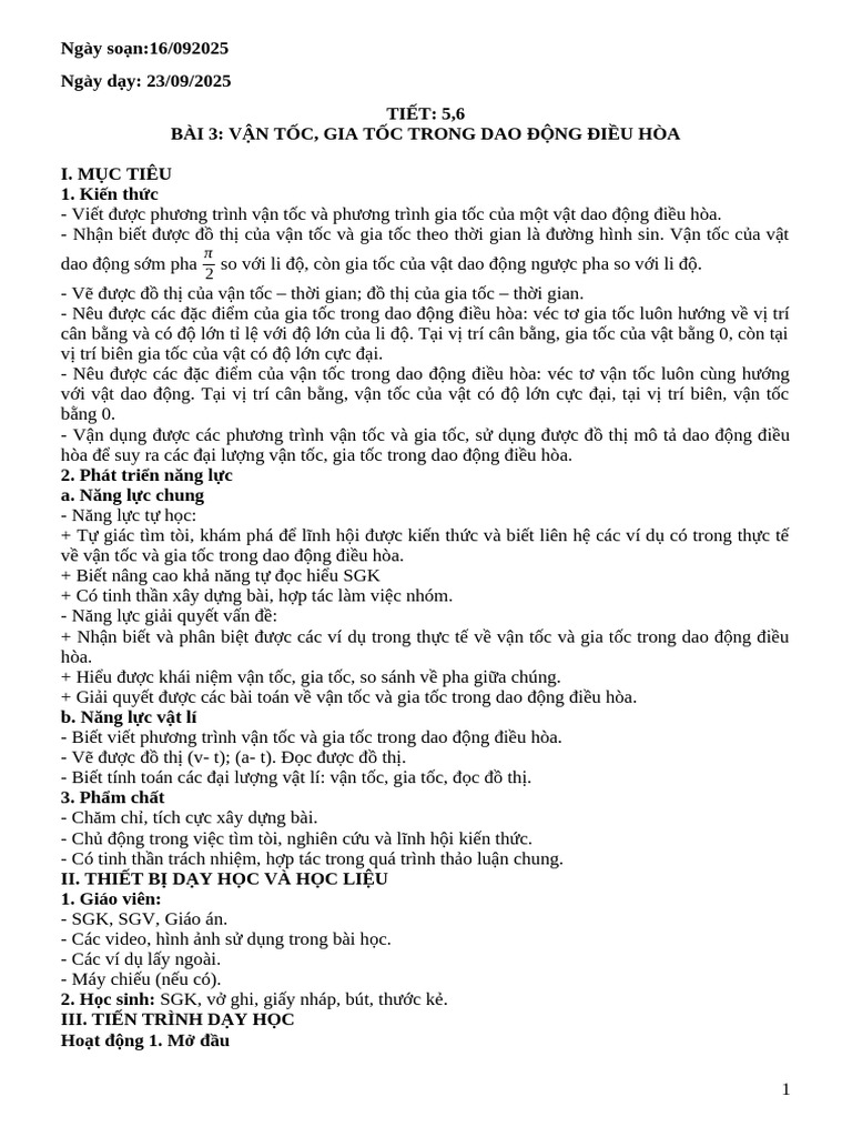 Bai 3. Van Toc Gia Toc Trong Dao Dong Dieu Hoa | PDF