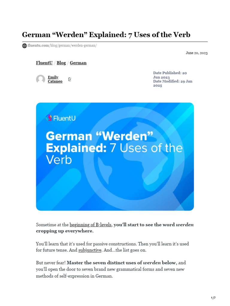 7 Essential Uses of German "Werden" | PDF | Verb | Grammatical Tense