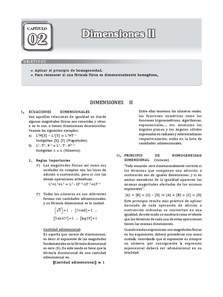 Ecuaciones Dimensionales y Homogeneidad | PDF | Ángulo | Ecuaciones
