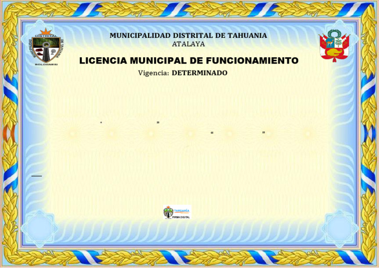 Licencia de Funcionamiento de Yuber Carion Tello[f] | PDF