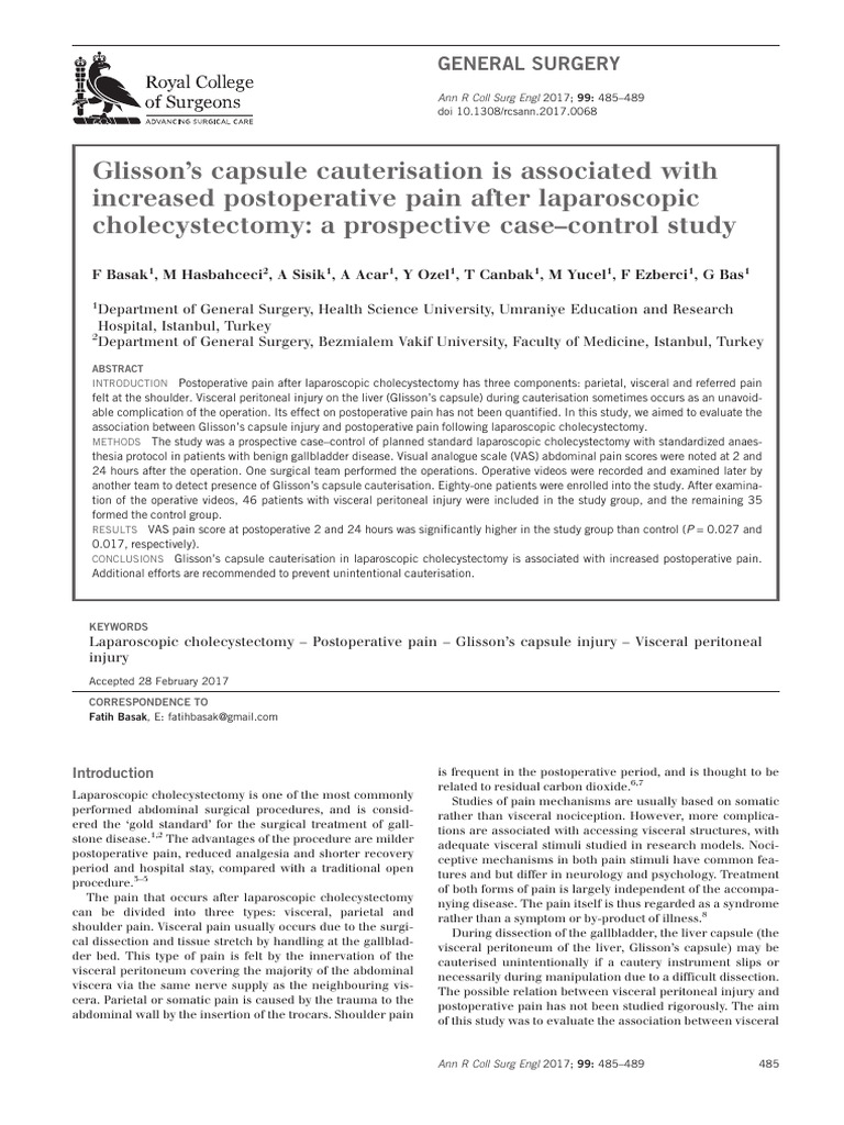 Glisson’s Capsule Cauterisation is Associated With Increased ...