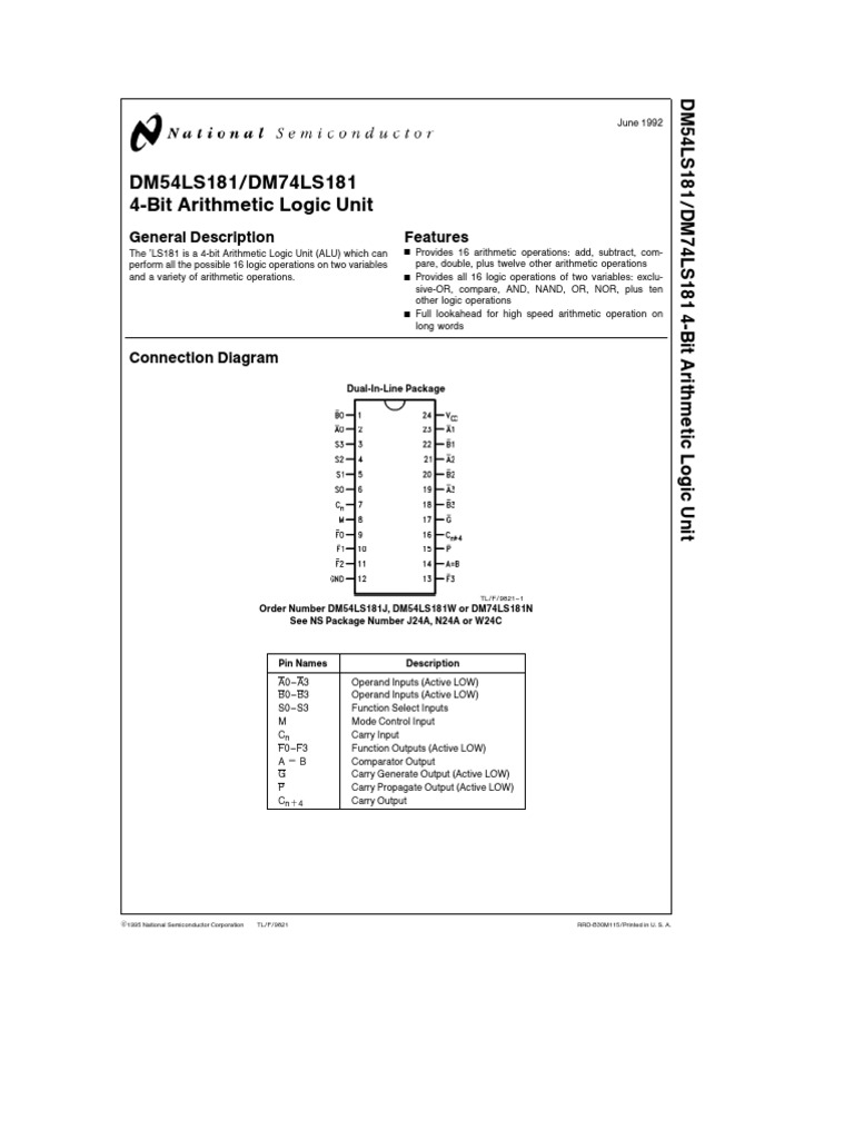 74181 (ALU) | Computer Architecture | Arithmetic