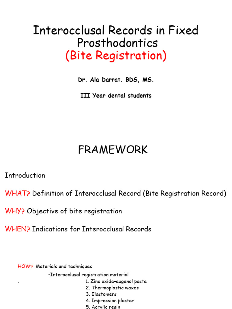 Interocclusal Records in Prosthodontics | PDF | Dentistry Branches | Mouth