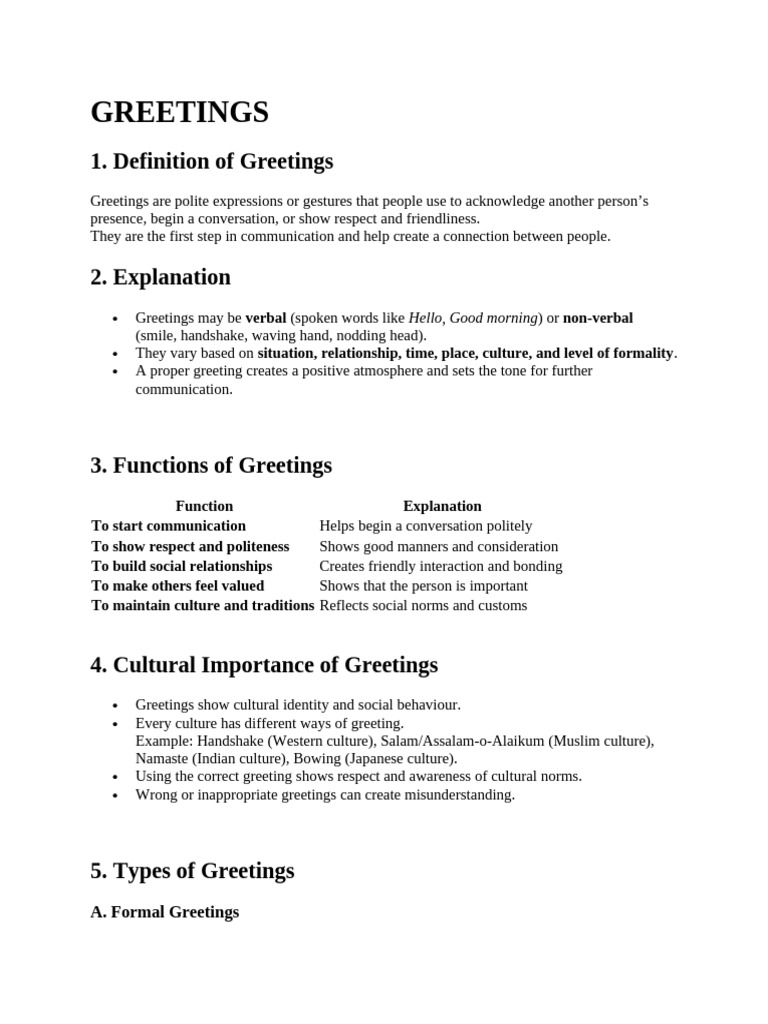 Greetings | PDF | Human Communication | Communication