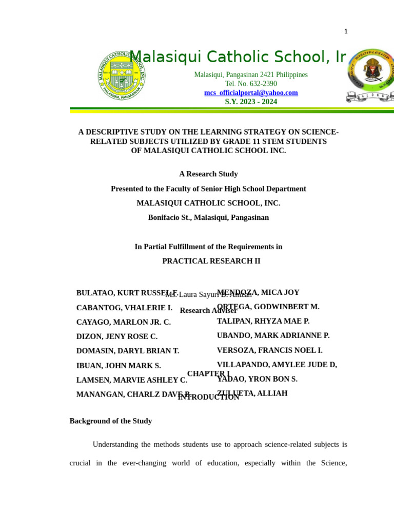 Learning Strategies of Grade 11 STEM Students | PDF | Learning | Survey ...