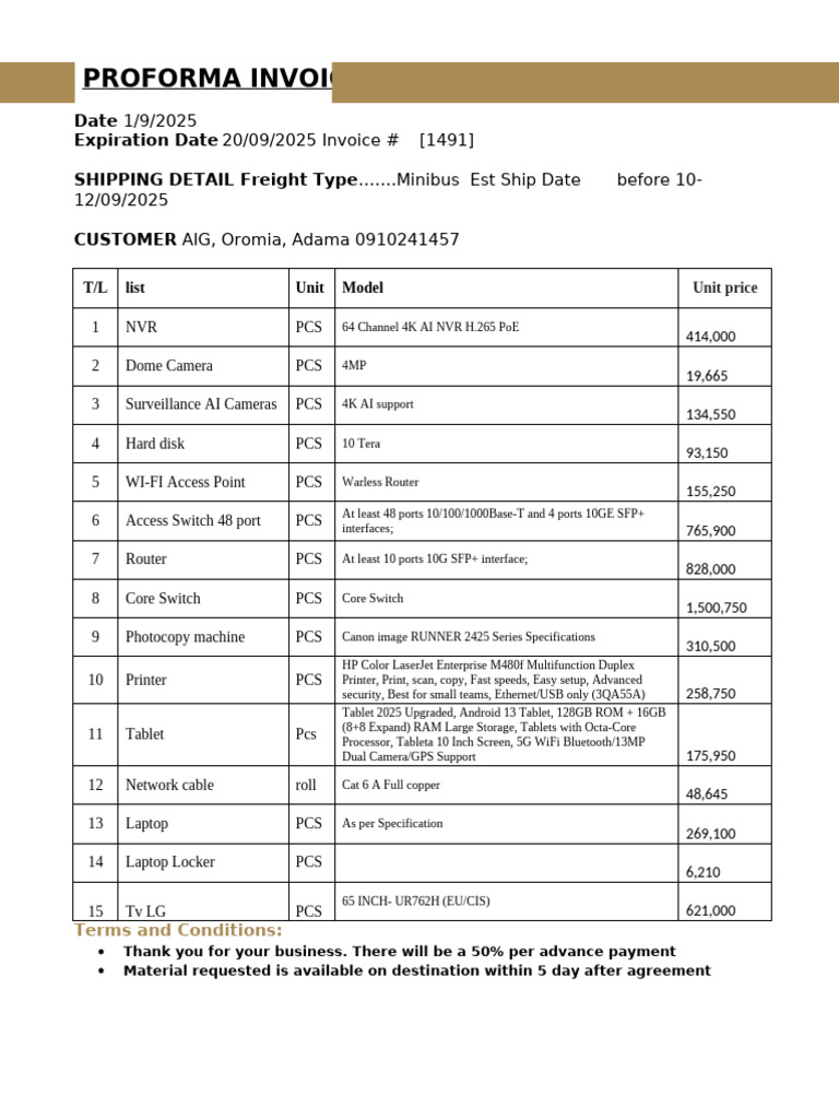 Pro Forma Invoice 38kjqxe 08-22-04 | PDF | Personal Computers | Tablet ...