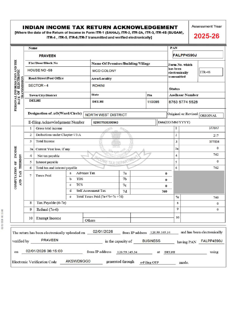 Praveen - Itr V - 2026 | PDF