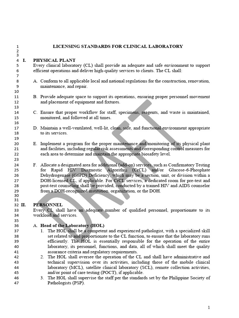 Clinical Laboratory Licensing Standards | PDF | Histopathology | Pathology