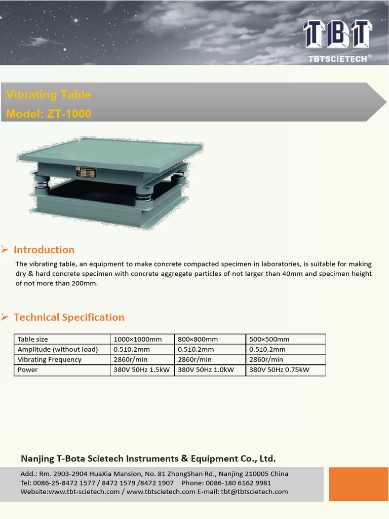 ZT Series Vibrating Table | PDF