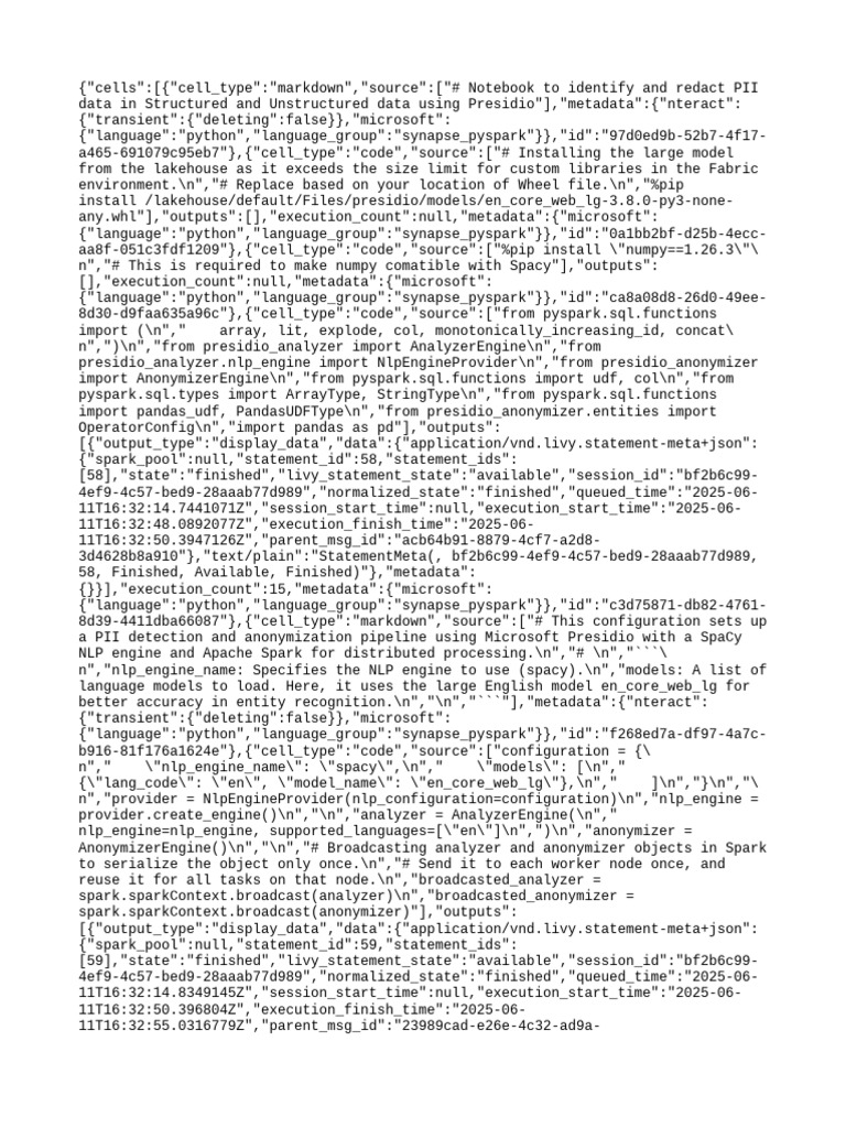 01 Pii Detection Redaction Presidio | PDF | Apache Spark | Software ...