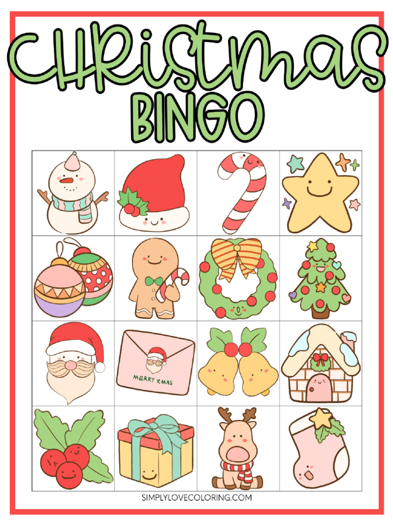 16 Block Christmas Bingo Cards | PDF