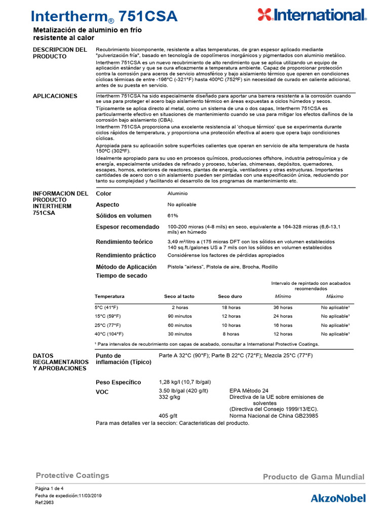 Intertherm 751 Csa - Aluminio Alta Temp | PDF | Aluminio | Corrosión
