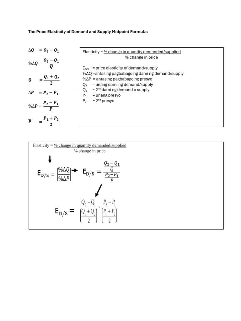 The Price Elasticity of Demand and Supply Midpoint Formula (1) | PDF