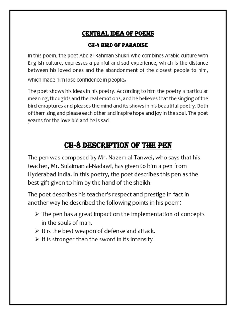 Central Idea of All Poems_241211_105534 | PDF
