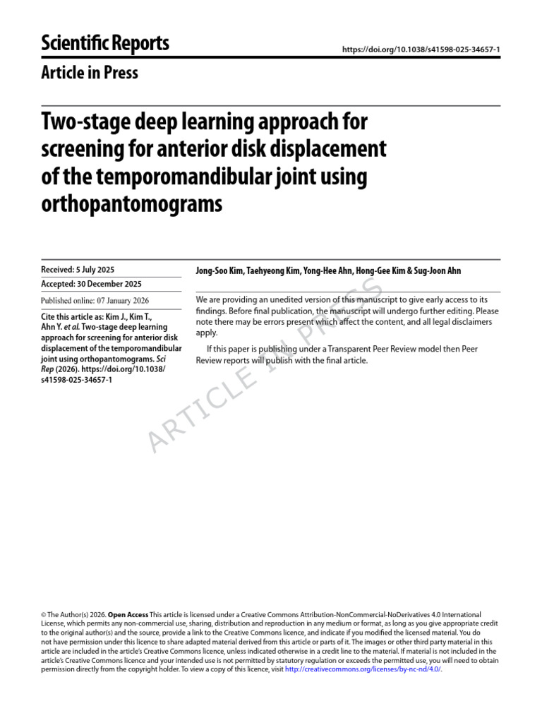 Two-stage deep learning approach for screening for anterior disk ...