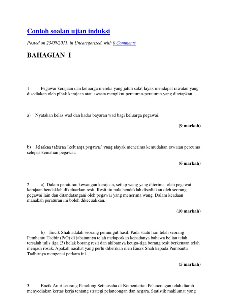 Contoh Soalan Ujian Induksi | PDF