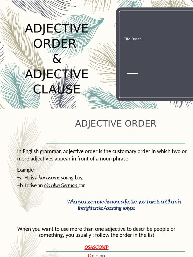 Adjective Order Clause | PDF | Adjective | Clause