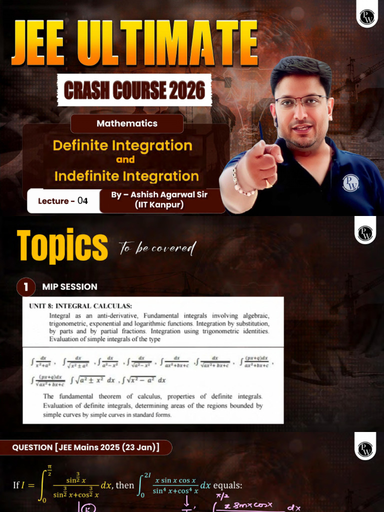 Definite Integration and Indefinite Integration 04 : Class Notes | PDF