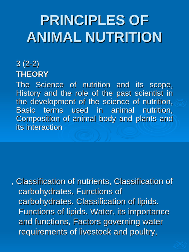 Principles of Animal Nutrition Guide | PDF | Nutrition | Diet & Nutrition