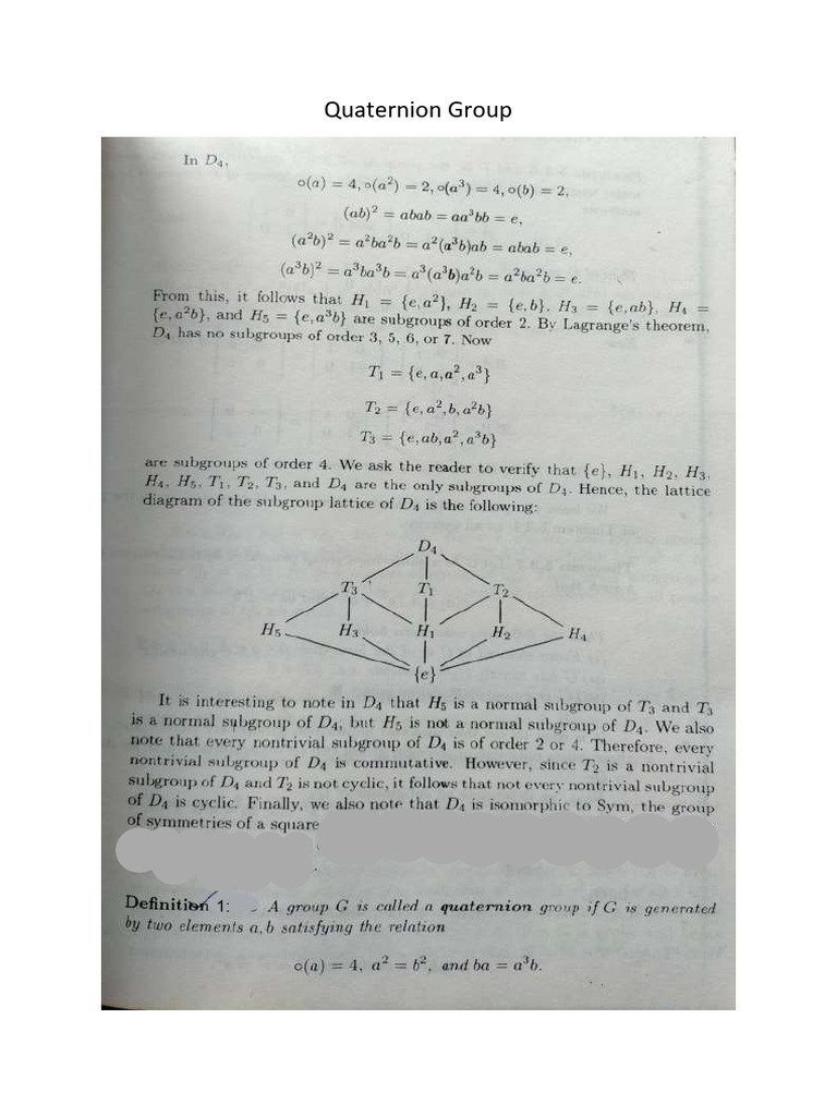 Quaternion Group | PDF
