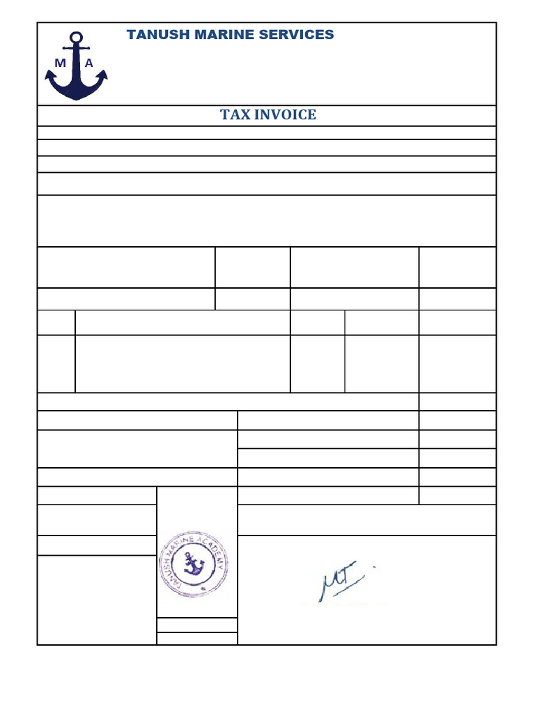 Tanush Marine Services Invoice Details | PDF