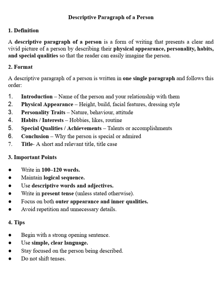 How to Write a Descriptive Paragraph | PDF | Word | Language Mechanics