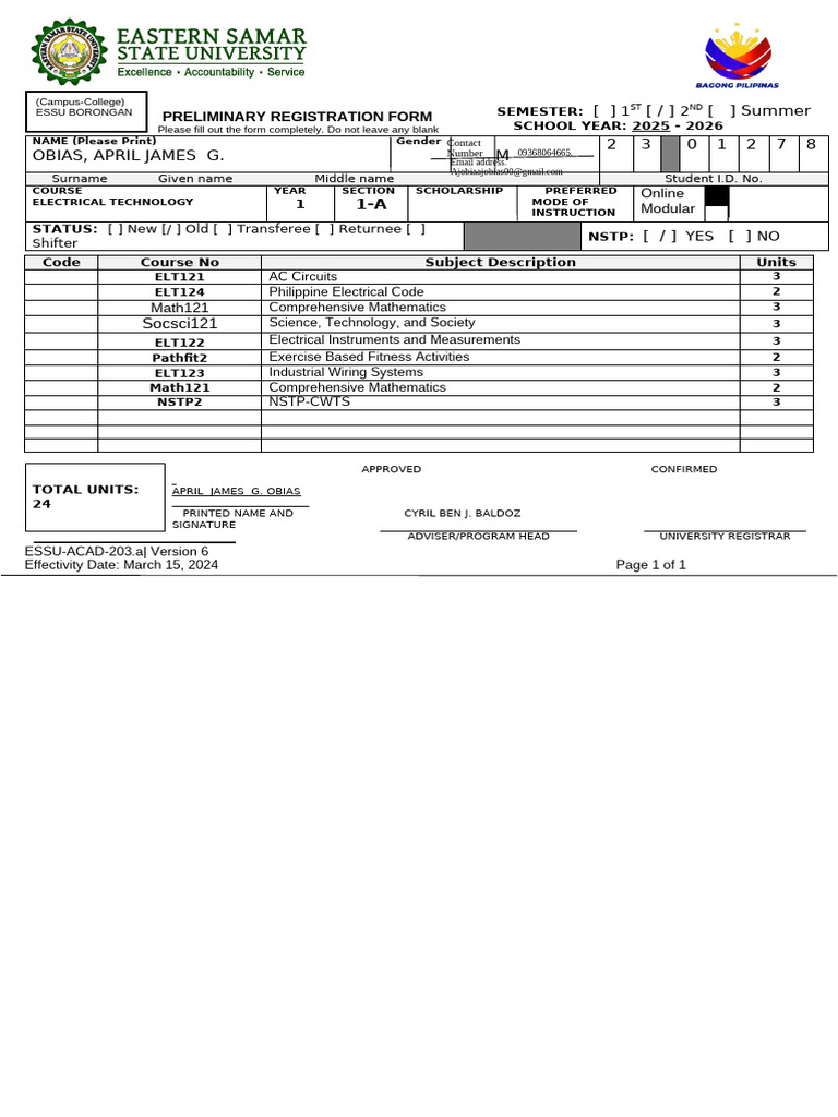 Registration Form 1 | PDF