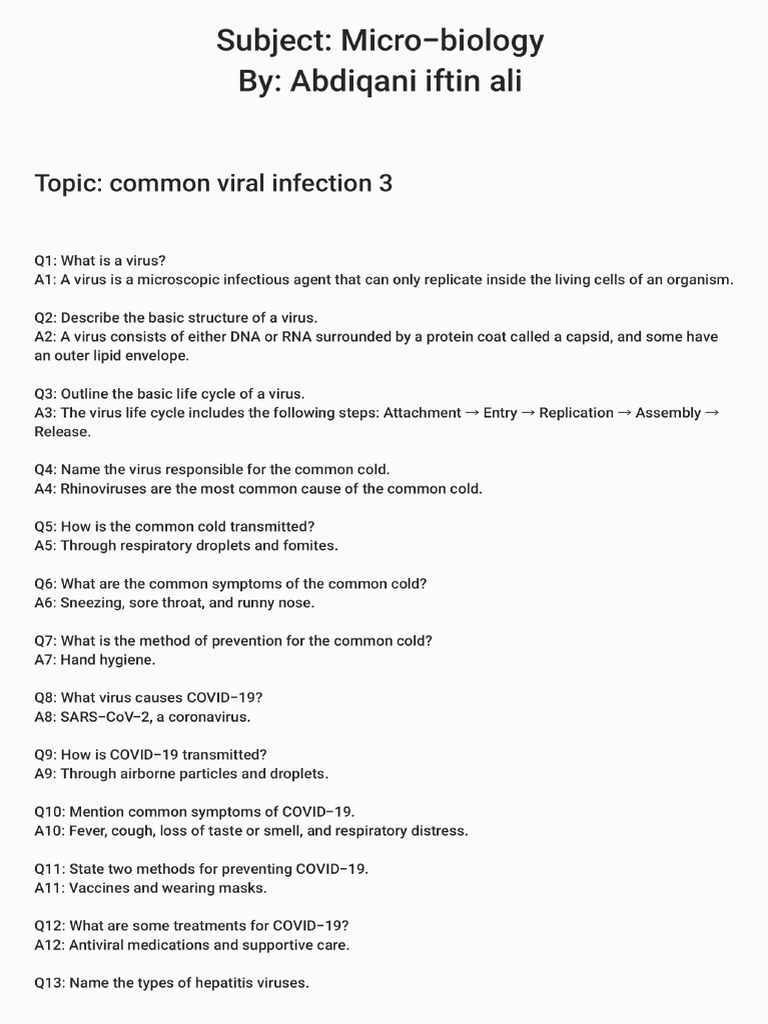 Common Viral Infection 3 | PDF