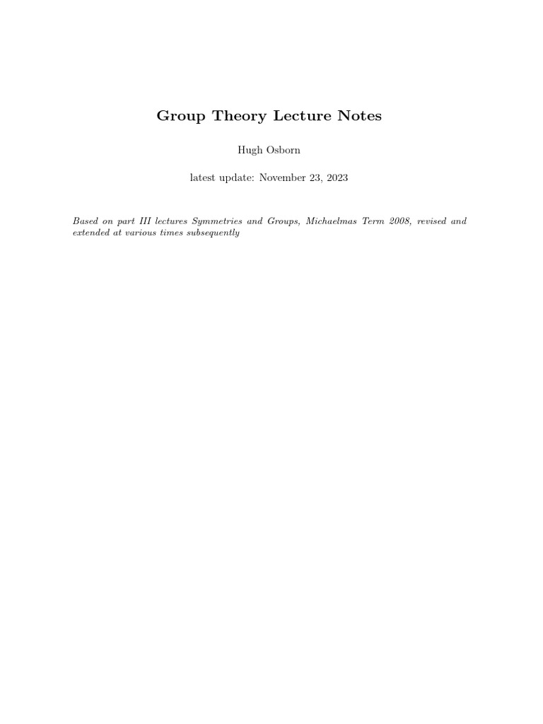 Group Theory Lecture Notes Overview | PDF | Group (Mathematics ...