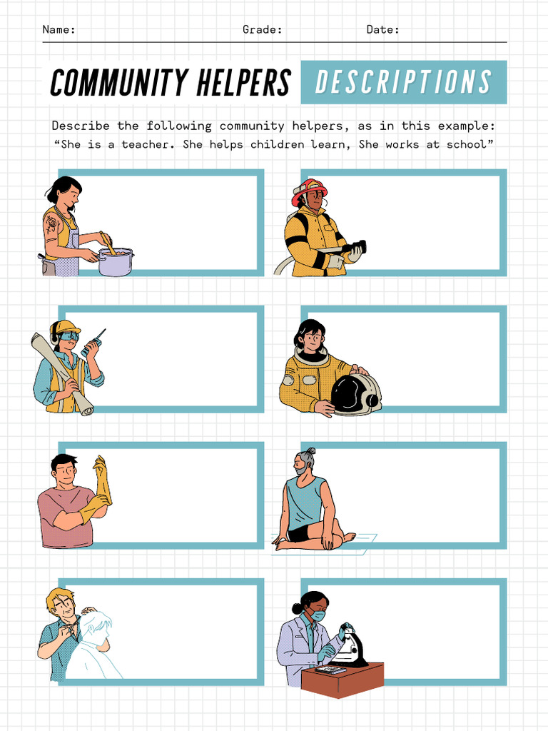 Community Helpers Descriptions Digital and Printable Worksheet in ...