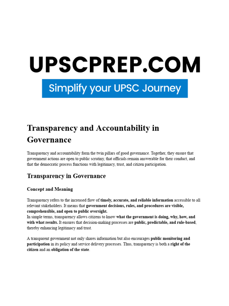Governance Transparency and Accountability | PDF | Governance ...
